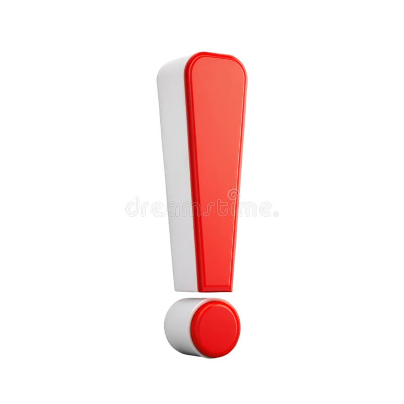 Red and White 3 D Exclamation Mark Icon Exclamation Point Stock ...
