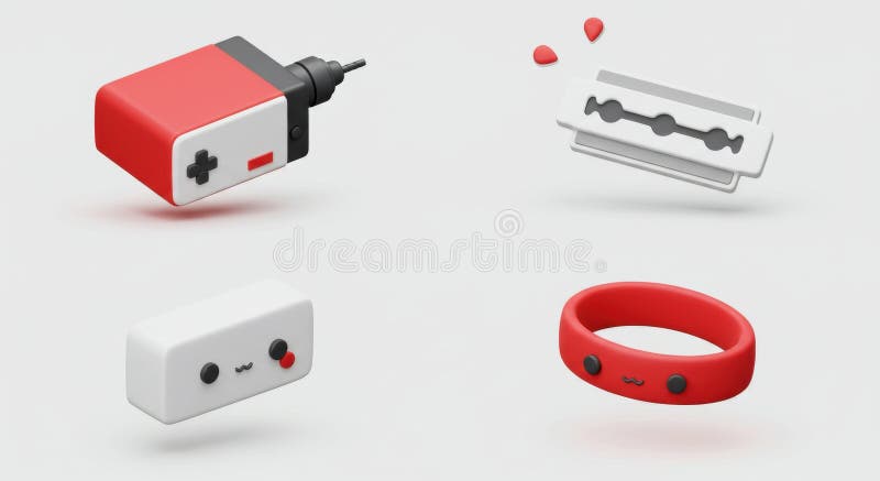 Red and White 3D Objects stock illustration. Illustration of iron ...