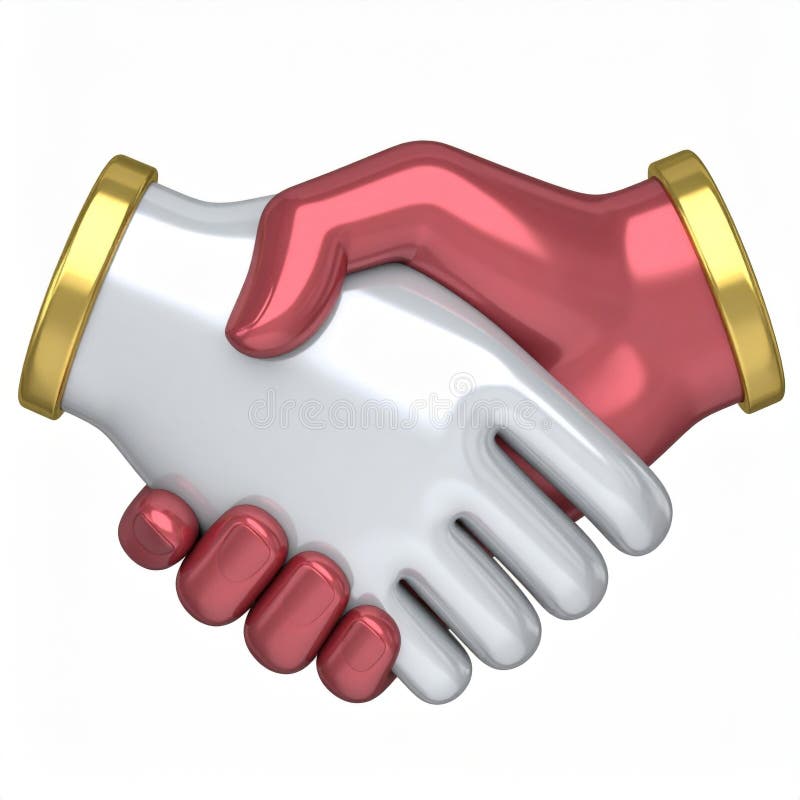 Red and White 3D Rendered Metallic Handshake Stock Illustration ...