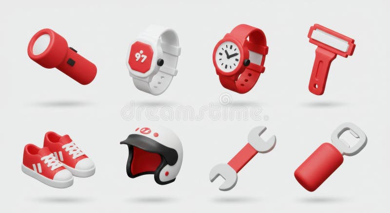 Red and White 3D Rendered Objects Stock Illustration - Illustration of ...