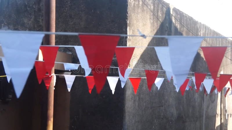 Red and White Decorative Flags Blowing Stock Video - Video of green, birthday: 331320843