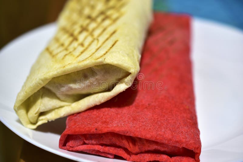 Red and White Delicious Shawarma on a Plate Stock Photo - Image of ...