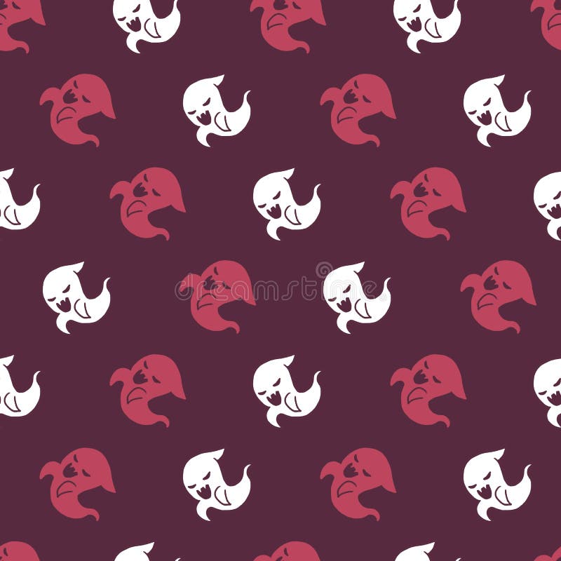 Red and White Devils Vector Illustration Spooky Halloween Seamless ...