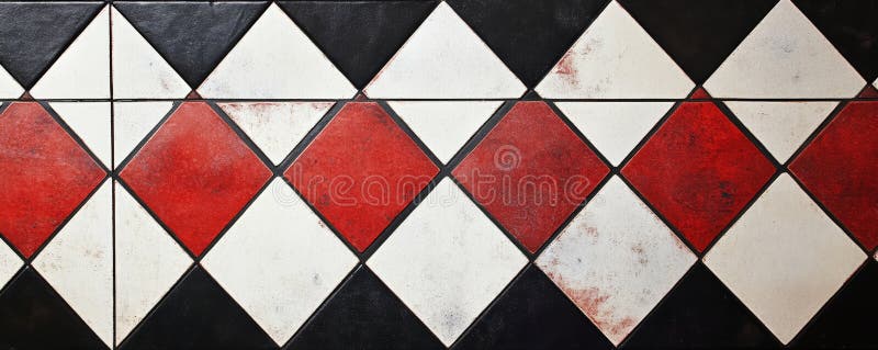 Red and White Diamond Pattern Tiles, Abstract Background. Modern ...