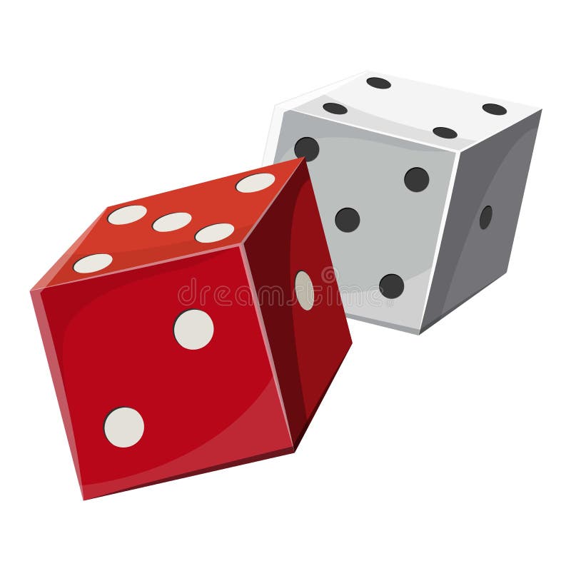 Red and White Dice Cubes Icon, Cartoon Style Stock Vector ...