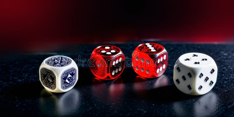Red and White Dice on a Reflective Surface Stock Image - Image of ...