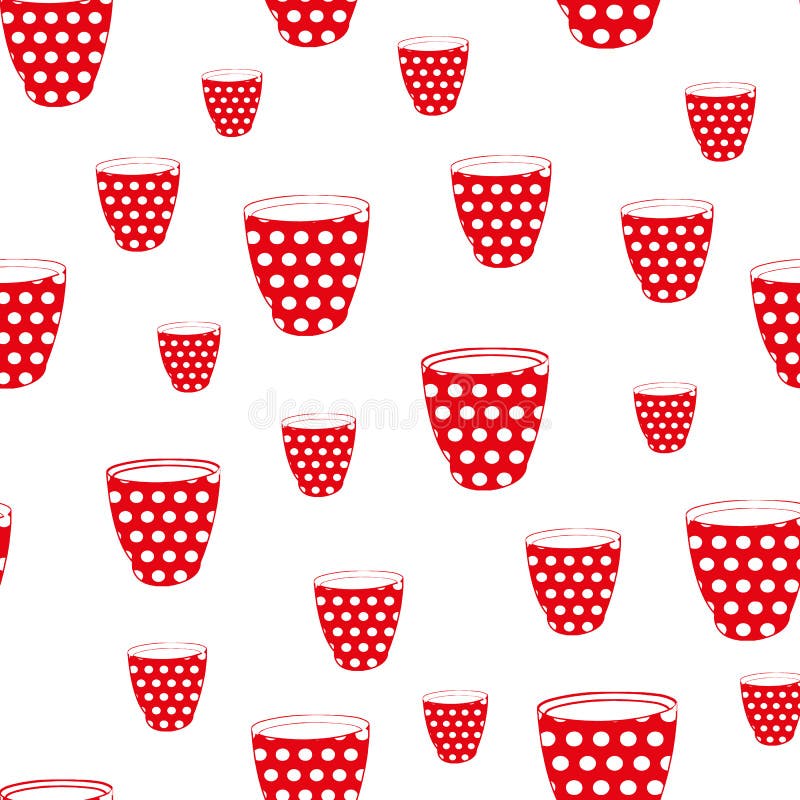 Red and White Dots Cup Seamless Repeat Pattern Print Background Stock ...