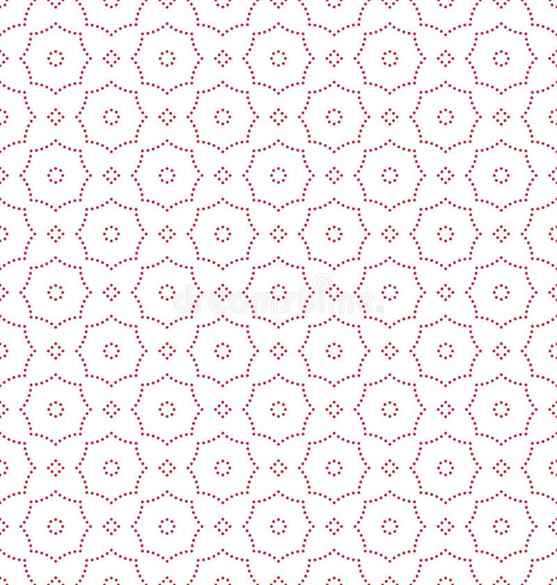 Red on White Dotted Line Hexagonal Molecular Pattern Seamless Repeat ...