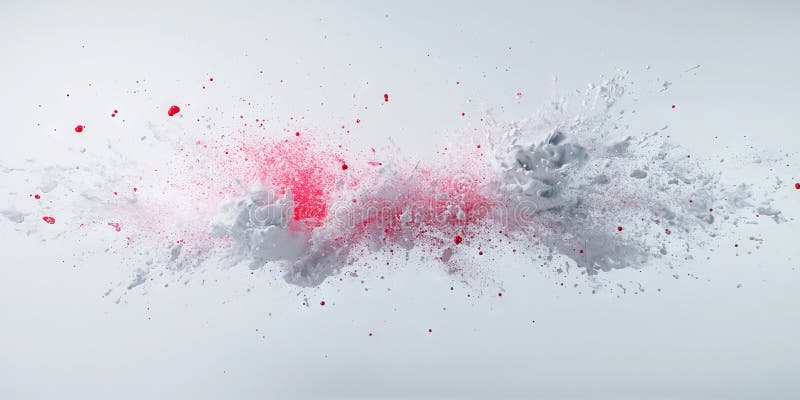 A Red and White Explosion of Paint Splatters on a White Background ...
