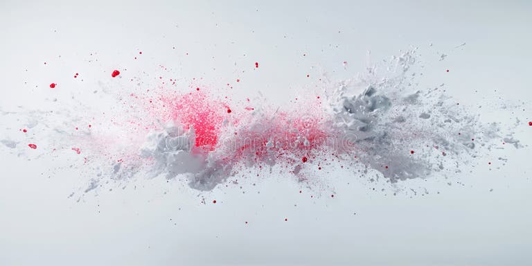 A Red and White Explosion of Paint Splatters on a White Background ...