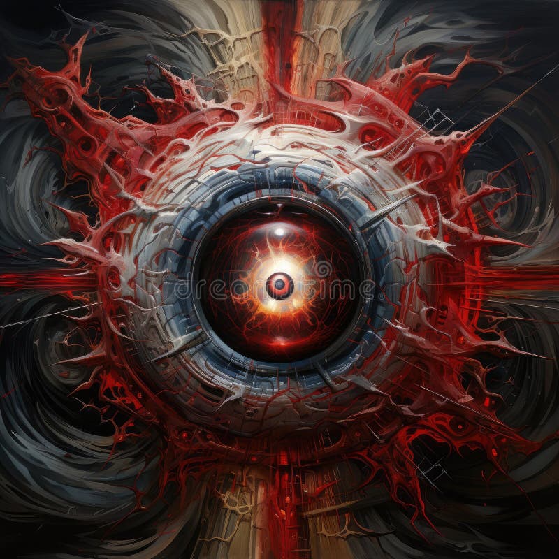 A Red and White Eyeball with Red Streaks Stock Illustration ...