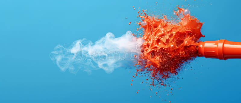 A Red and White Fire Extinguisher with Smoke Rising from Its Top ...