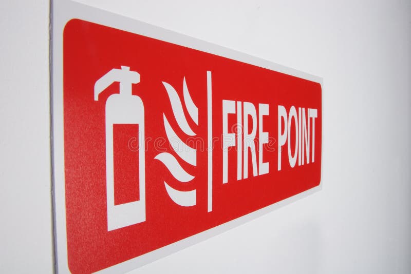 Red and White Fire Point Sign in a Public Building. Stock Image - Image ...