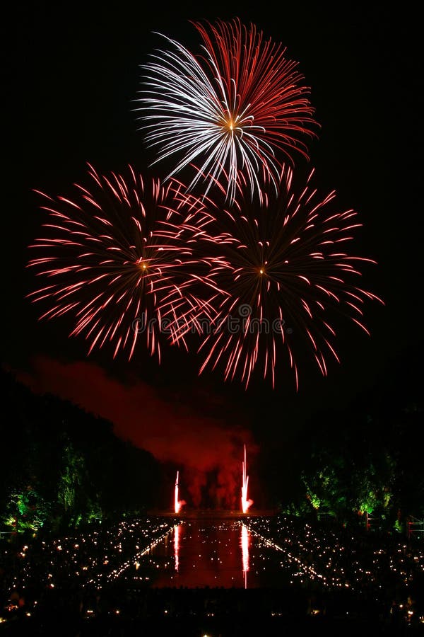 Red And White Fireworks Scattered During Nighttime Picture. Image: 82978557