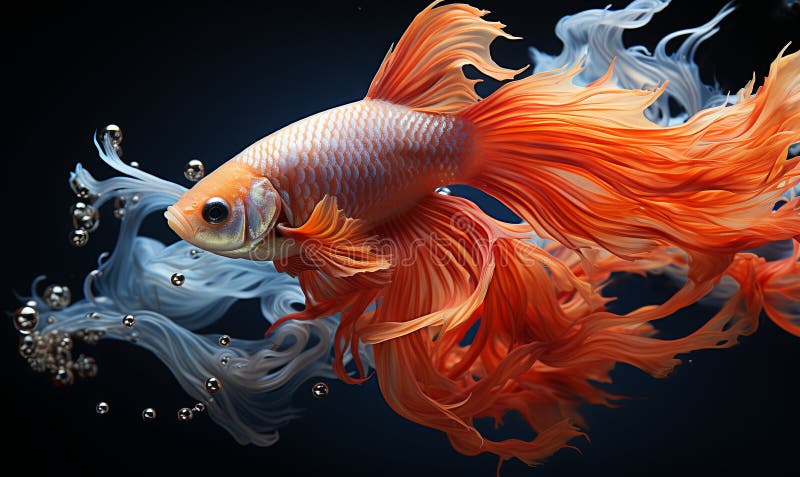 Red and White Fish Blowing Bubbles Stock Image - Image of blowing ...