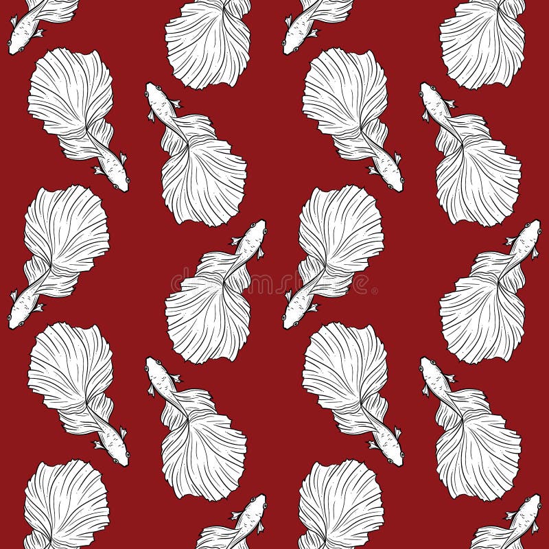 Red and White Fish Vector Pattern, Siamese Fighting Fish Design Stock ...