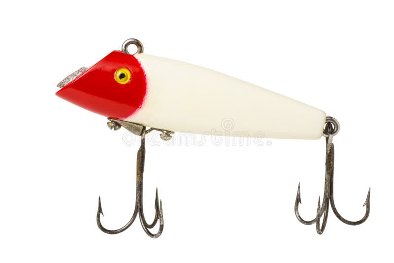 Red & White Fishing Lure Stock Photo - Image of fish, tackle: 31247660