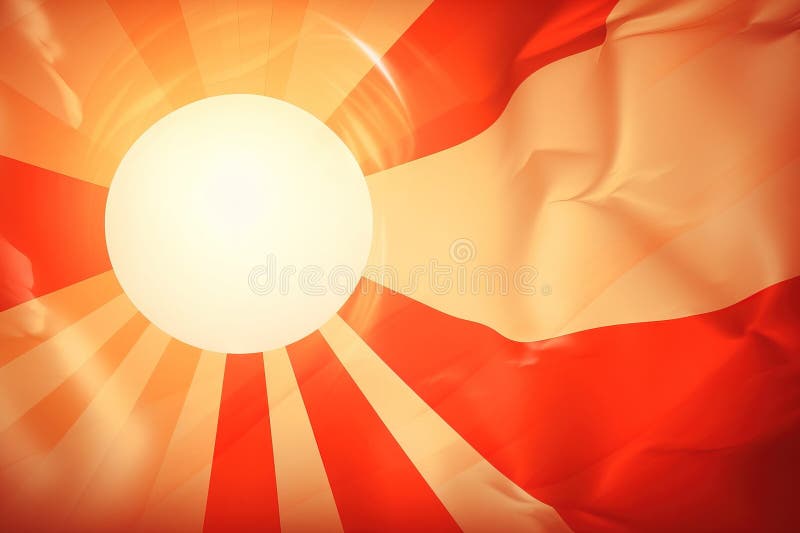 A Red and White Flag with a White Ball in the Middle of it and a Sun in ...