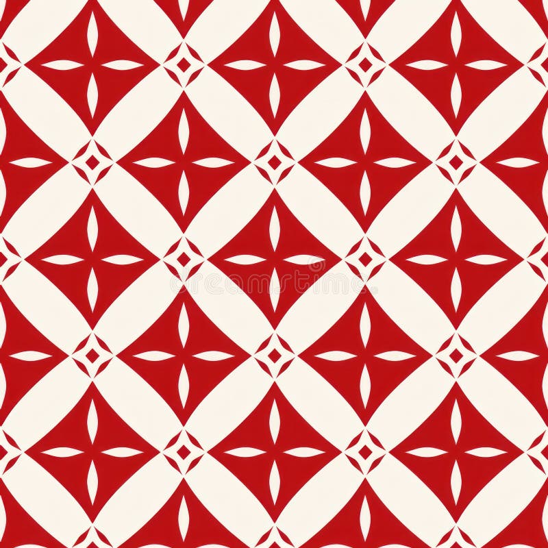 Red and White Geometric Pattern with Floral Designs Stock Photo - Image ...
