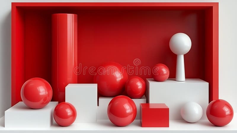 Red and White Geometric Shapes in a Display Stock Illustration ...