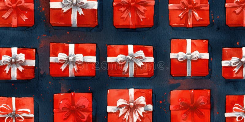 Red and White Gift Boxes Pattern Illustration Stock Illustration ...