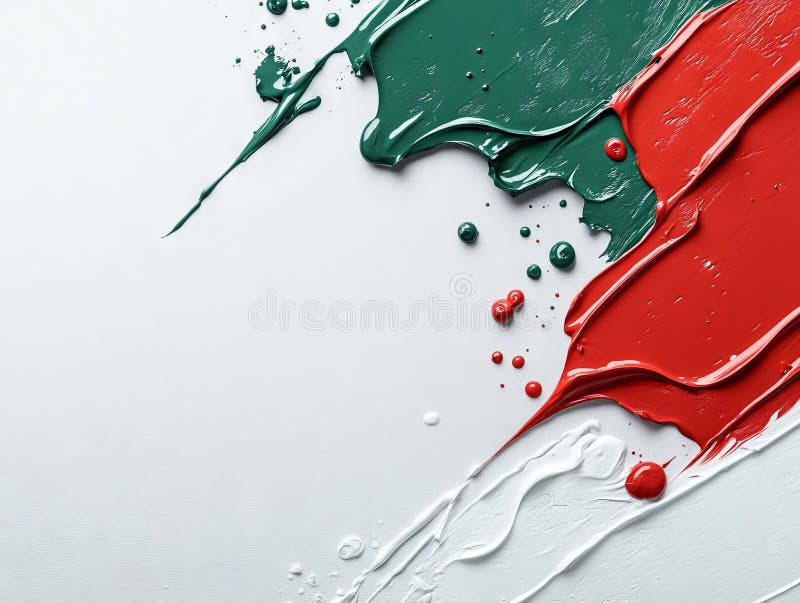 A Red White and Green Paint Splashing on a White Surface Stock Photo ...