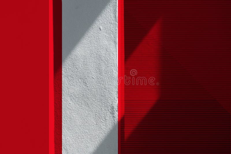 Red White Grey Wall with Sun Light and Shadow Background Stock Image ...