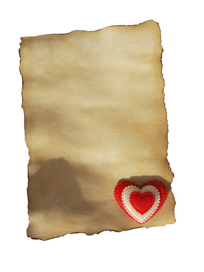Red - White Heart on the Old Paper Stock Image - Image of flirt, design ...