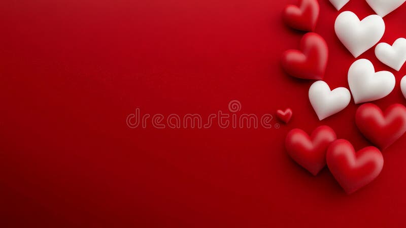 Red and White Hearts on Deep Red Background Symbolizing Love and ...