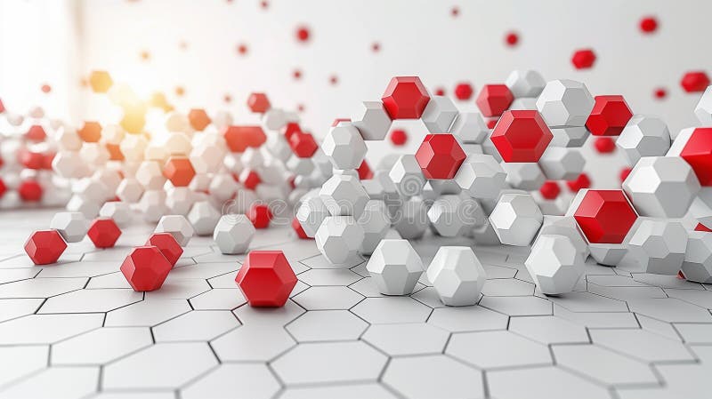 Red and White Hexagonal Structures on Abstract Surface Stock ...