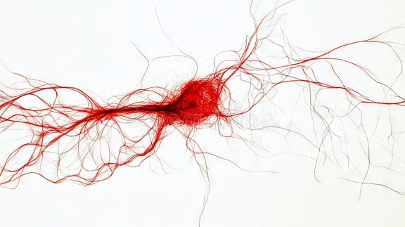A Red and White Image of a Network of Neurons Stock Photo - Image of ...