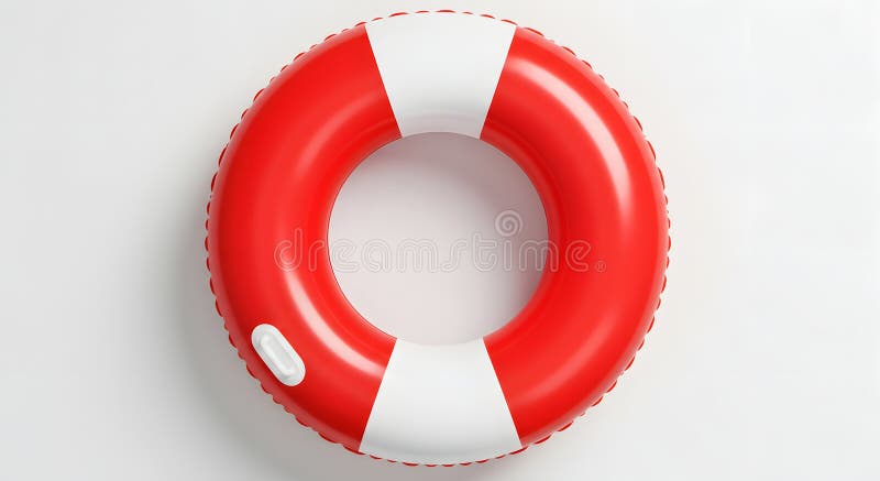 Generative AI. Red and White Inflatable Swim Ring on Transparent ...