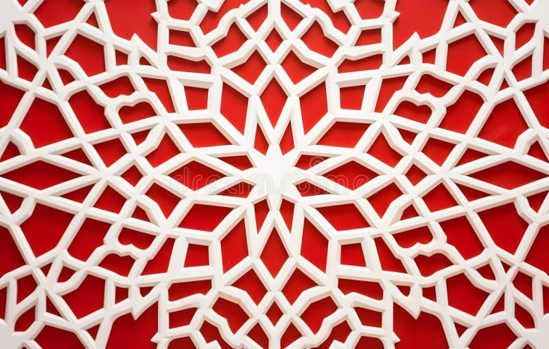 Red and White Islamic Geometric Pattern Stock Illustration ...