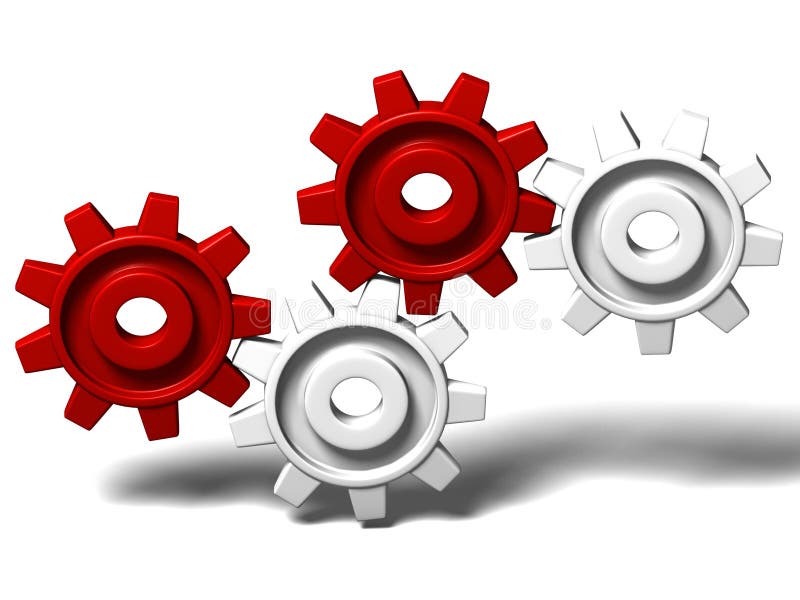 Red and White Isolated Gears Stock Illustration - Illustration of ...