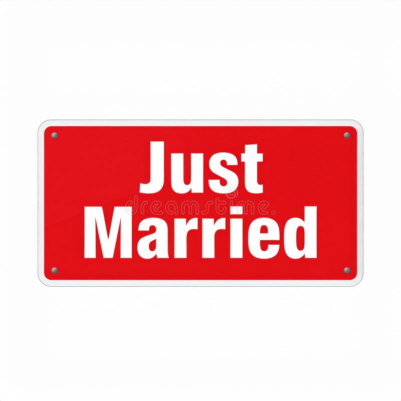 Red and White Just Married Sign Stock Illustration - Illustration of ...