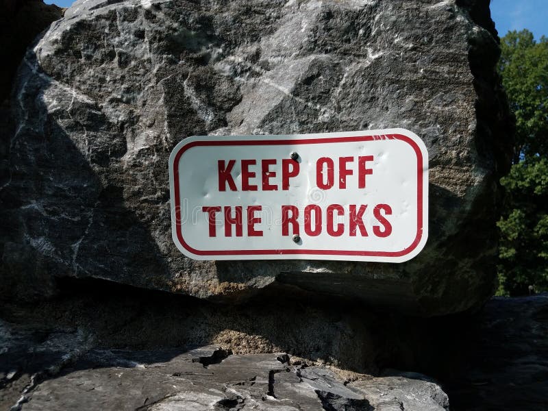 Keep Off the Rocks in Black and White Stock Photo - Image of rocks ...