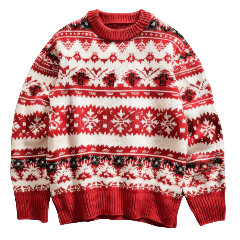 Red and White Knit Sweater with Snowflake Pattern Stock Image ...