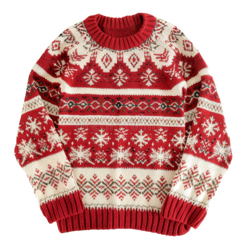 Red and White Knit Sweater with Snowflake Pattern Stock Image ...