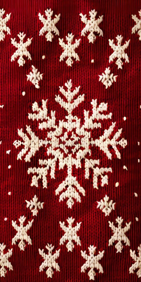 A Red and White Knitted Snowflake Pattern Stock Illustration ...
