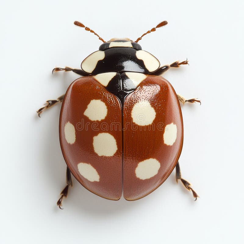 Red and White Ladybug on White Background Close Up Stock Illustration ...