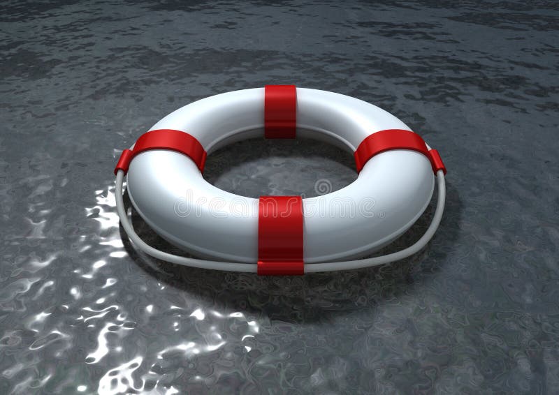 Red and White Life Belt on the Sea Stock Illustration - Illustration of ...