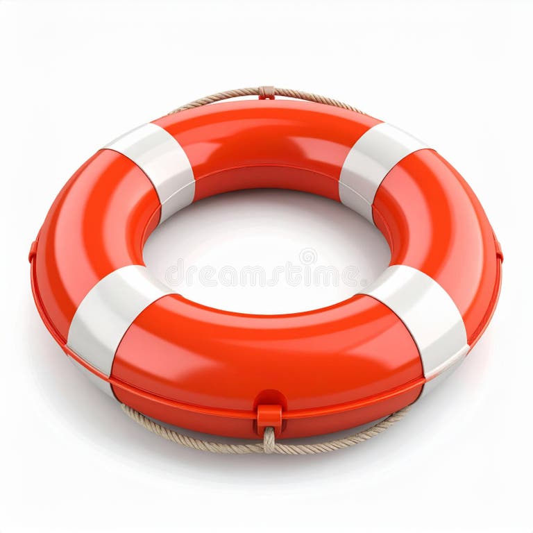 Red and White Life Preserver on White Background Stock Illustration ...