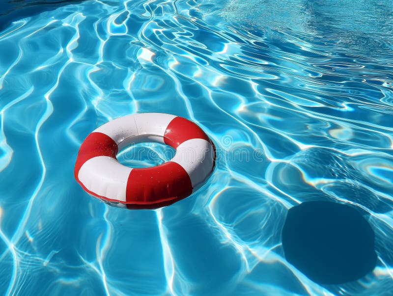Lifebuoy Floating in Clear Blue Water Stock Photo - Image of buoyancy ...