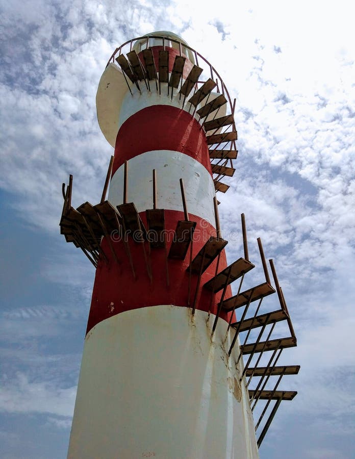 Lighthouse sky blue stock image. Image of stairs, white - 120748705