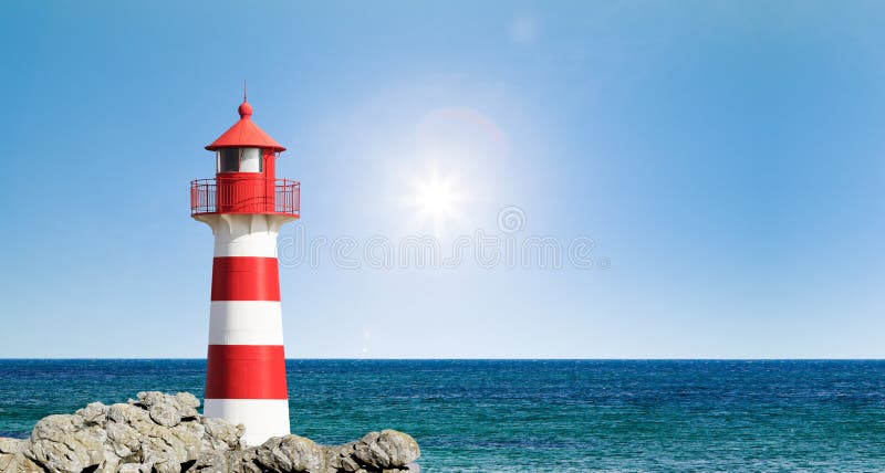 Red and white Lighthouse stock photo. Image of background - 141531242