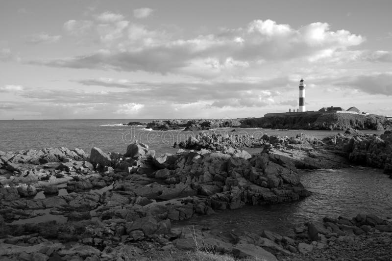 Red and White Lighthouse, Scotland. Stock Image - Image of rocks ...
