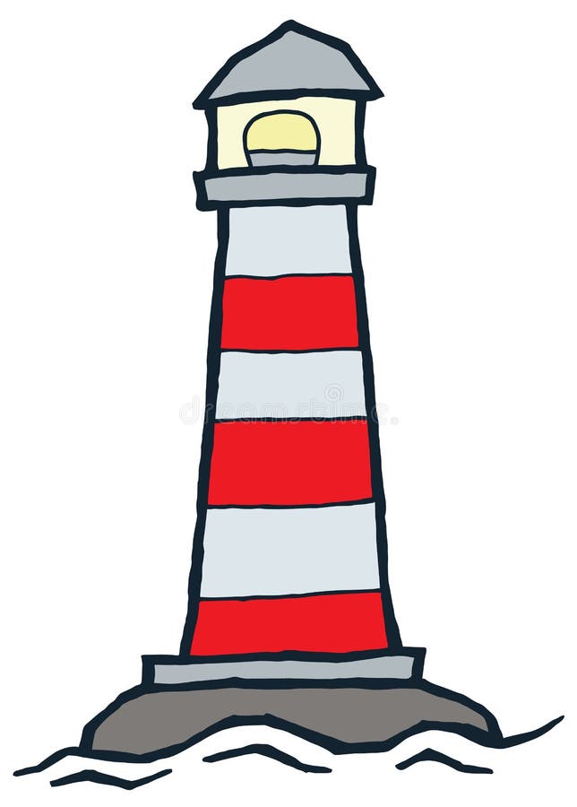 Red and white lighthouse stock vector. Illustration of architecture ...