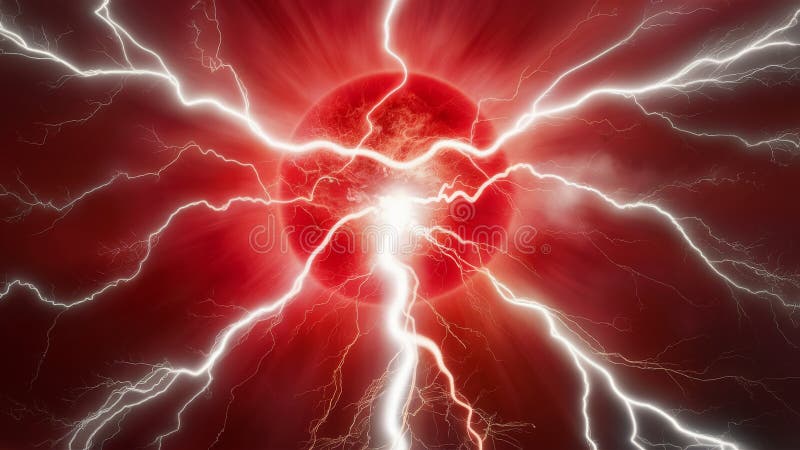 A Red and White Lightning Bolt is Shown in this Image, AI Stock Image ...