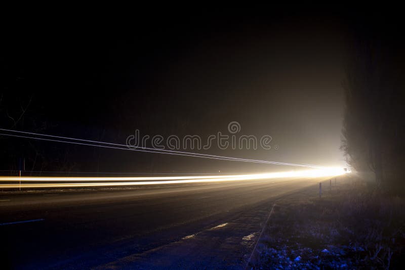 Red and White Lights from Passing Cars. Night Highway. Stock Image ...