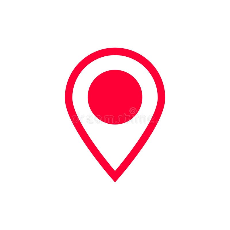 Red Location Icon with Circular Rings for Navigation and Map ...